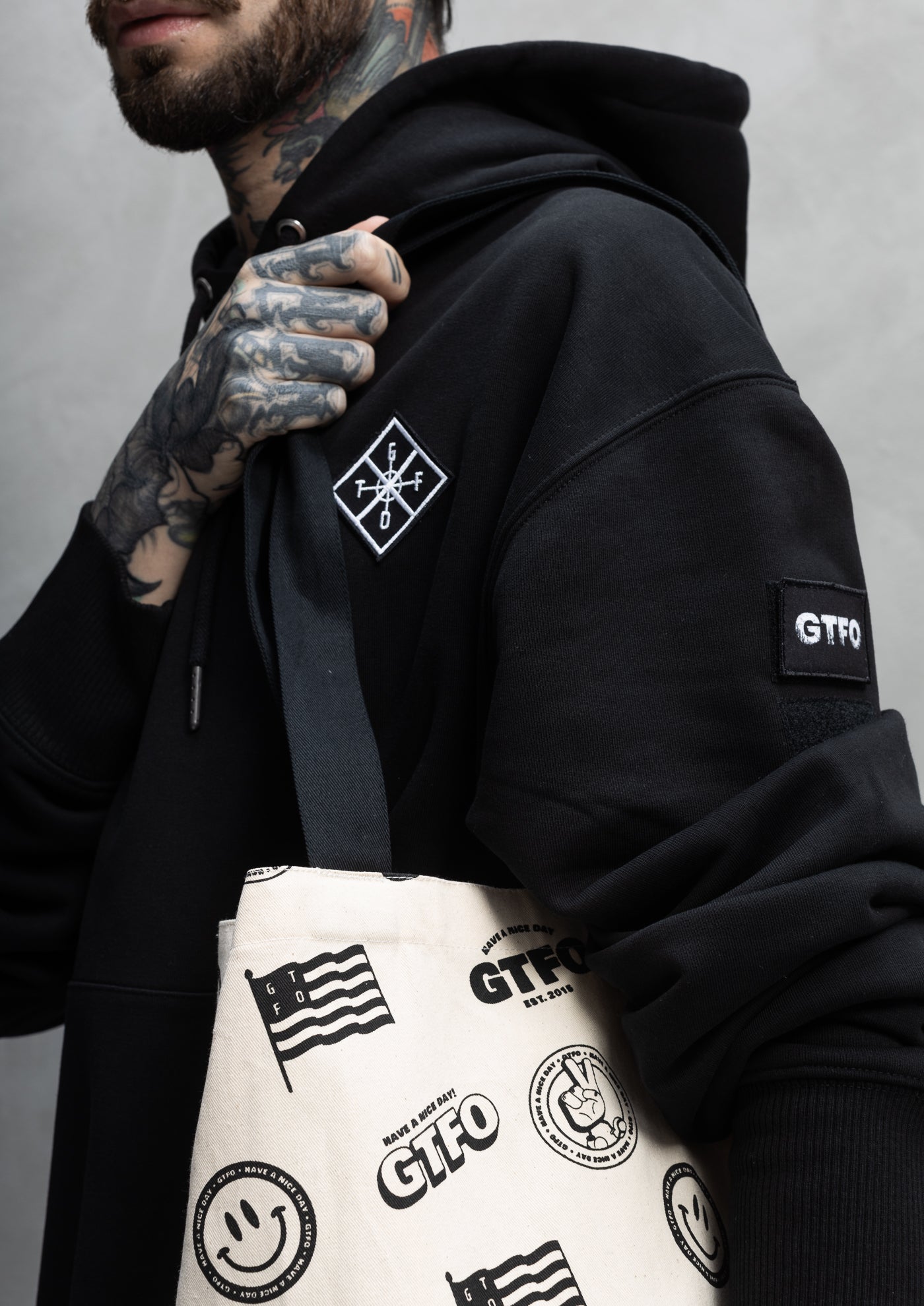 GTFO Canvas tote bag - Sticker pattern – SHOP.GTFOTHEGAME.COM